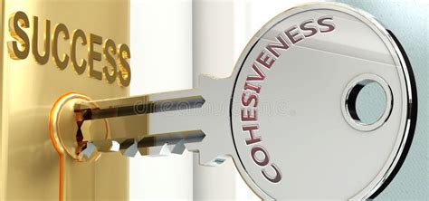 Cohesiveness And Success Pictured As Word Cohesiveness On A Key To Symbolize That