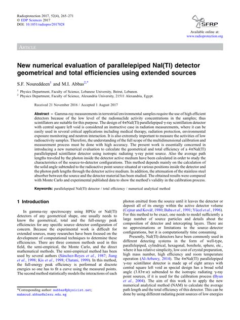 Pdf New Numerical Evaluation Of Parallelepiped Naitl Detector