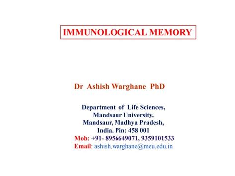 Immunologic Memory Ppt