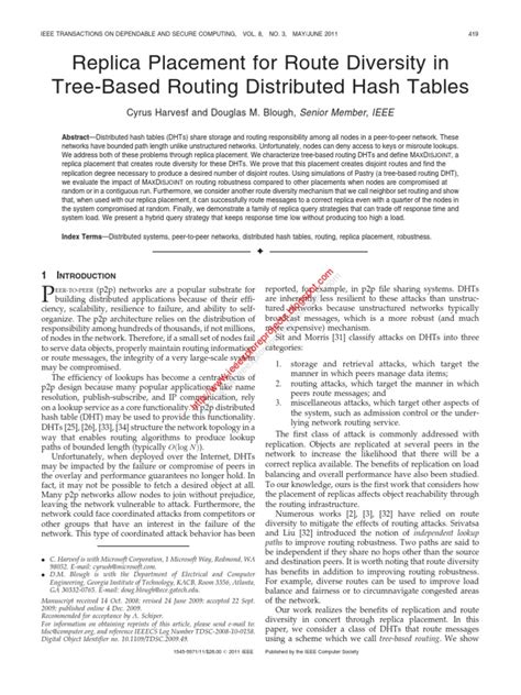 Pdf Replica Placement For Route Diversity In Trees Based Routing Distributed Hash Tables
