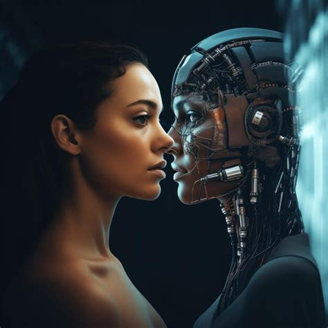 Premium AI Image Woman And Her Digital Twin Facing Each Other