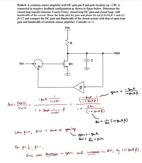 Solved Prob 5 A Common Source Amplifier With Dc Gain Gmr And Pole