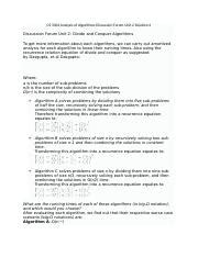CS 3304 Analysis Of Algorithms Discussion Forum Unit 2 Solution 4 Docx