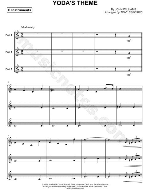 Yodas Theme C Instrument Trio And Piano By Star Wars Sheet Music