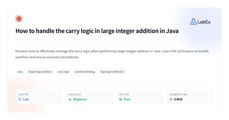 How To Handle The Carry Logic In Large Integer Addition In Java Labex