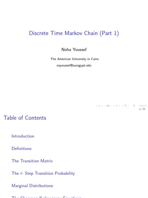 Markov Chain Part 1 Pdf Markov Chain Matrix Mathematics