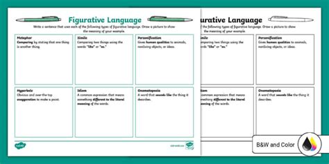 Figurative Language Writing Worksheet For 6th 8th Grade