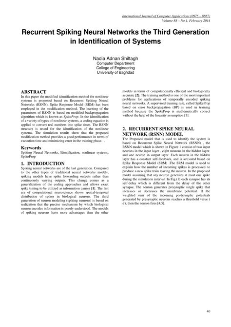 pdf recurrent spiking neural networks the third generation in