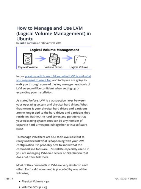 How To Manage And Use Lvm Logical Volume Management In Ubuntu Pdf