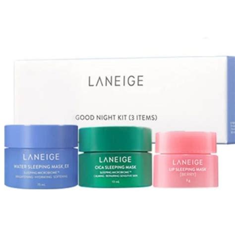 全新正品韓國LANEIGE 蘭芝 睡美人晚安體驗3件組 內含超能量面膜 超修護面膜15ml 唇膜 甜莓3g 專櫃 蝦皮購物