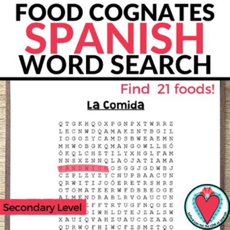 Food In Spanish Food Vocabulary Word Search Cognate Activity La Comida