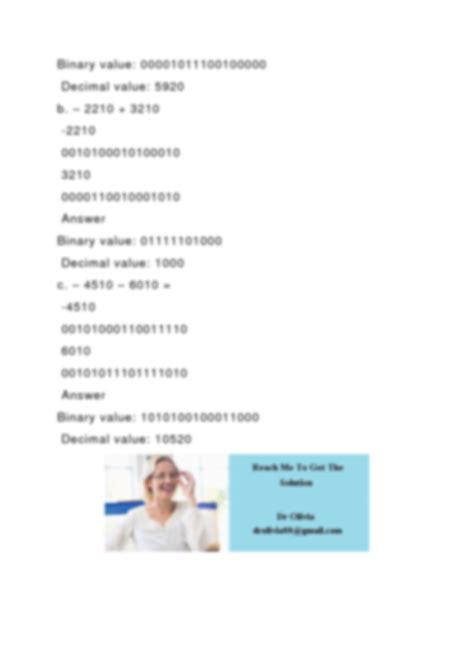 Solution 9 Convert Each Of The Decimal Value To 16 Bit Binary Value