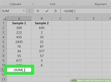 How To Add Up Columns In Excel With Pictures Wikihow