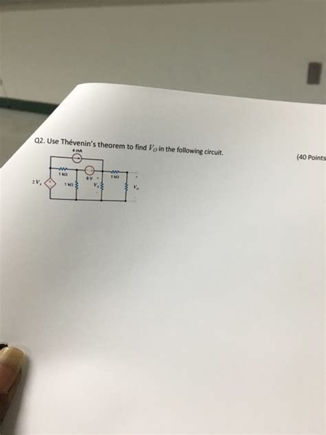 Solved Use Thevenin S Theorem To Find V In The Following Chegg