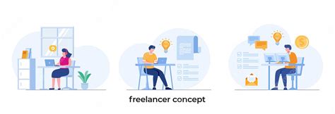 Premium Vector Freelancer Concept Worker Coding Graphic Designer