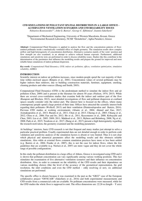 Pdf Cfd Simulations Of Pollutant Spatial Distribution In A Large Office Alternative