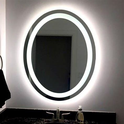Oval Design Led Mirror With Sharp Edge Background Light 18 X 24