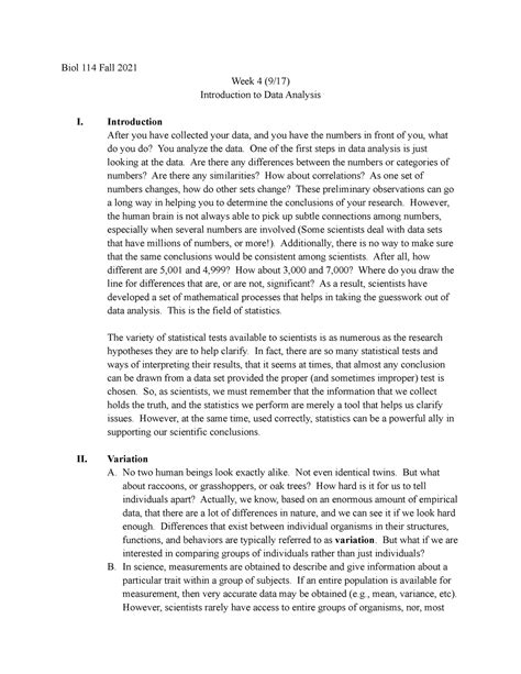 Lecture Week 4 9 17 Notes Introduction To Data Analysis Biol 114