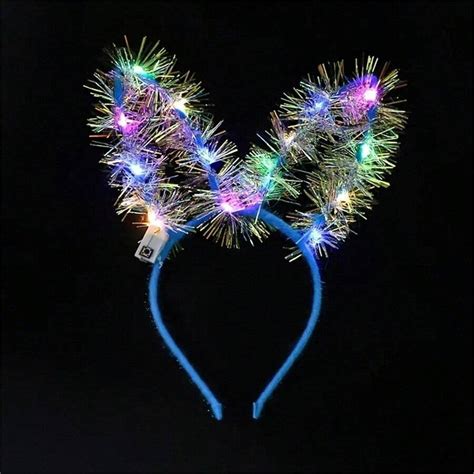 2pcs Glowing Wire Bunny Ear Headbands With Led Flashing Light Party