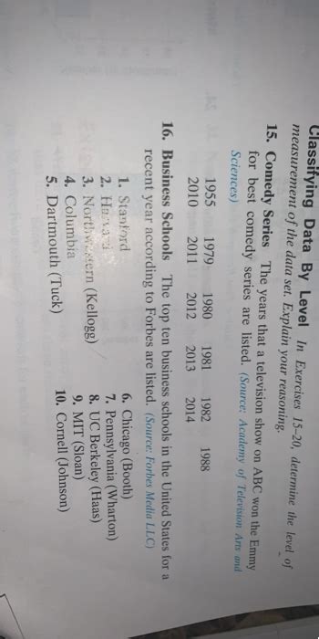 Solved Classifying Data By Level In Exercises 15 20