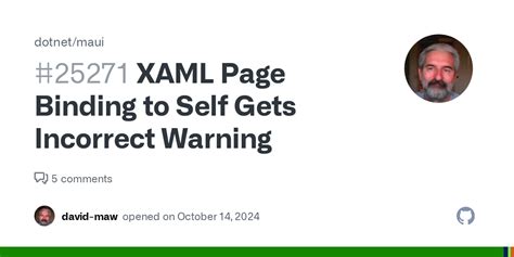 Xaml Page Binding To Self Gets Incorrect Warning · Issue 25271 · Dotnetmaui · Github