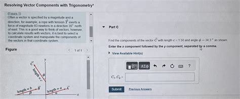 Solved Resolving Vector Components With Trigonometry Figure
