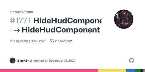 HideHudComponentThisFrame HideHudComponent Discussion Citizenfx Fivem GitHub