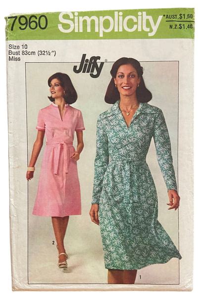 Simplicity 7960 Vintage 70s Jiffy Dress Sewing Pattern Bust 325 The