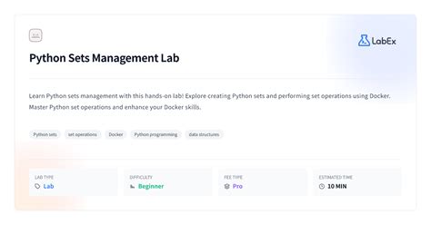 Python Set 관리 실습 Docker 를 활용한 실전 학습 Labex