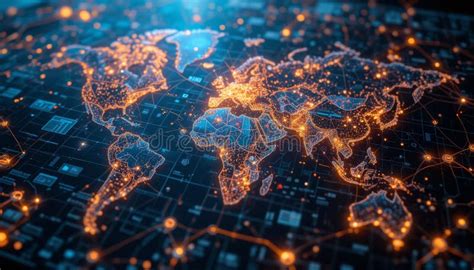 Global Network Connectivity Digital World Map Visualization Futuristic Technology Abstract