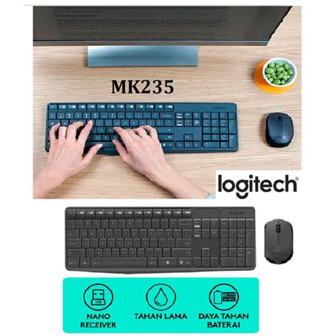 Jual Logitech Durable Wireless Keyboard Dan Mouse Combo MK235 Black Jakarta Pusat