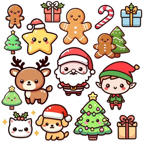 Kawaii Cute Christmas Png Bundle Cute Designs For Christmas Cute