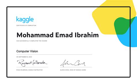 mohammad emad ibrahim completed the computer vision course on kaggle