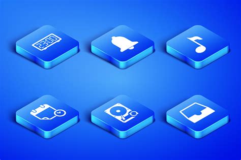 설정 소셜 미디어 받은 편지함 디지털 알람 시계 하드 디스크 드라이브 Hdd 동기화 새로 고침 달력 및 벨과 음악 노트 톤