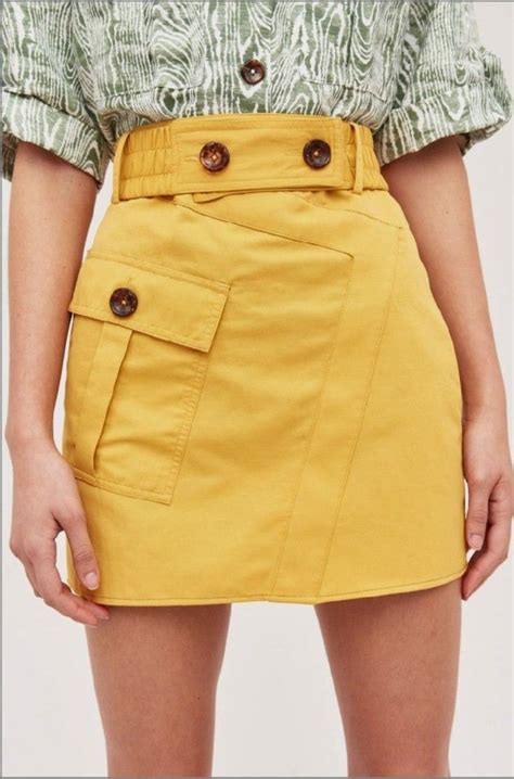 Spring Mini Skirt With Belt Loops Asymmetrical Shape Summer Utility