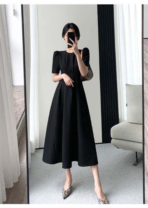 4xl당일출고 ~4xl빅사이즈원피스하객원피스 블랙드레스 반팔 퍼프 롱 플레어 원피스 허리잘록 허리슬림 소개팅 세미오피스 77 88 엄마드레스 2월 3월 결혼식 하객