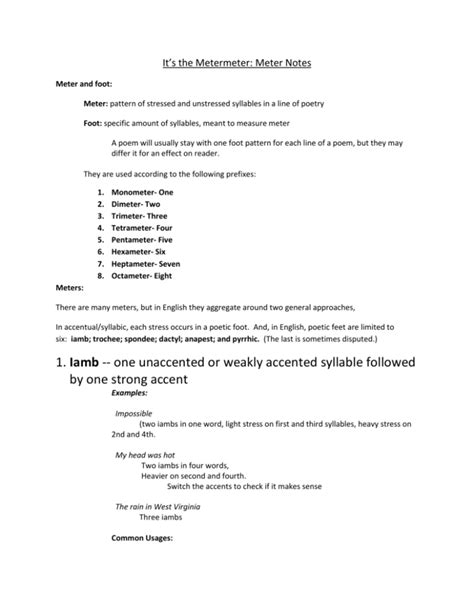 Poetry Meter Notes On Iamb Trochee And Scansion