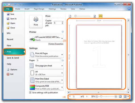 where is print preview in publisher 2010 2013 2016 2019 and 365