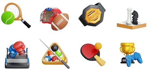 3d 스포츠 아이콘 세트 권투 테니스 럭비 E스포츠 핑 핑 체스 당구 활동적인 라이프 스타일 팀 게임 Ux Ui 웹 디자인 요소 3d 렌더링 그림 가라테에 대한 스톡 사진