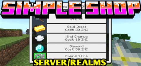Simple Shop For Server Realms Minecraft Addon