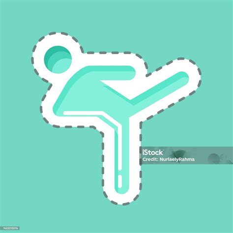 스티커 라인 컷 발차기 전투 스포츠 기호와 관련된 편집 가능한 간단한 디자인 간단한 그림권투 가라테에 대한 스톡 벡터 아트 및 기타 이미지 Istock