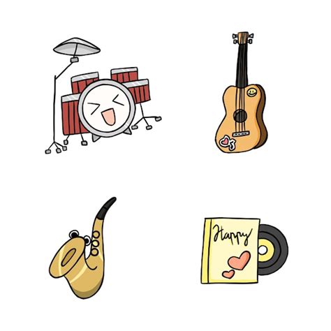 Premium Vector Kawaii Cute Character Illustration Of Musical Instruments