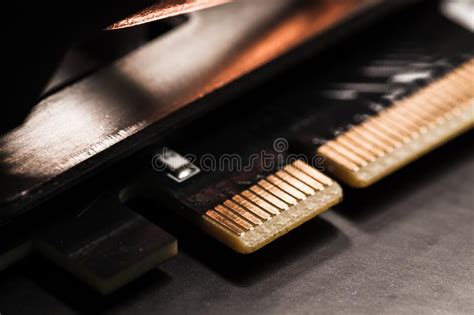 PCI Express GPU Connection Pins Close Up Photo Stock Image Image Of