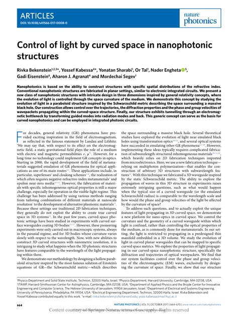 Control Of Light By Curved Space In Nanophotonic Structures Request Pdf