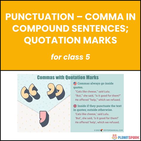 Class 5 English Worksheet On Comma And Quotation Planetspark