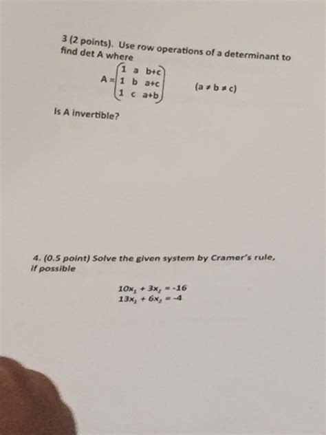 Solved Use Row Operations Of A Determinant To Find Det A Chegg Com