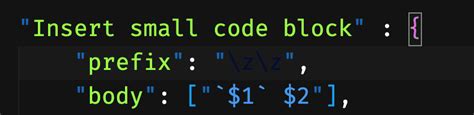 Snippet With Prefix `` Double Backtick Not Working For Inline