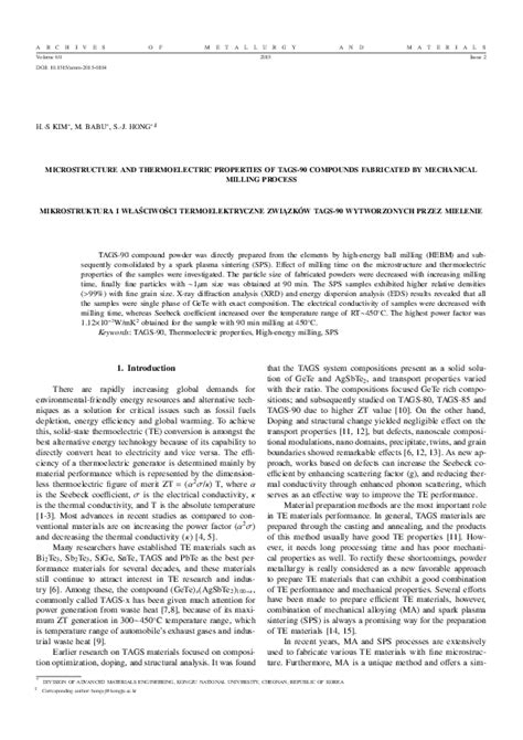 Pdf Microstructure And Thermoelectric Properties Of Tags 90 Compounds