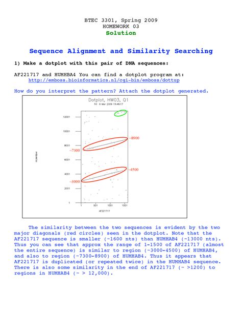 Sequence Alignment And Similarity Searching Assignment 3 Btec 3301 Docsity