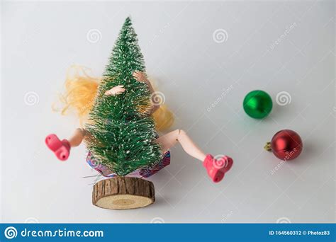 Christmas Tree On Doll And Decoration Balls Holiday Sex Minimal